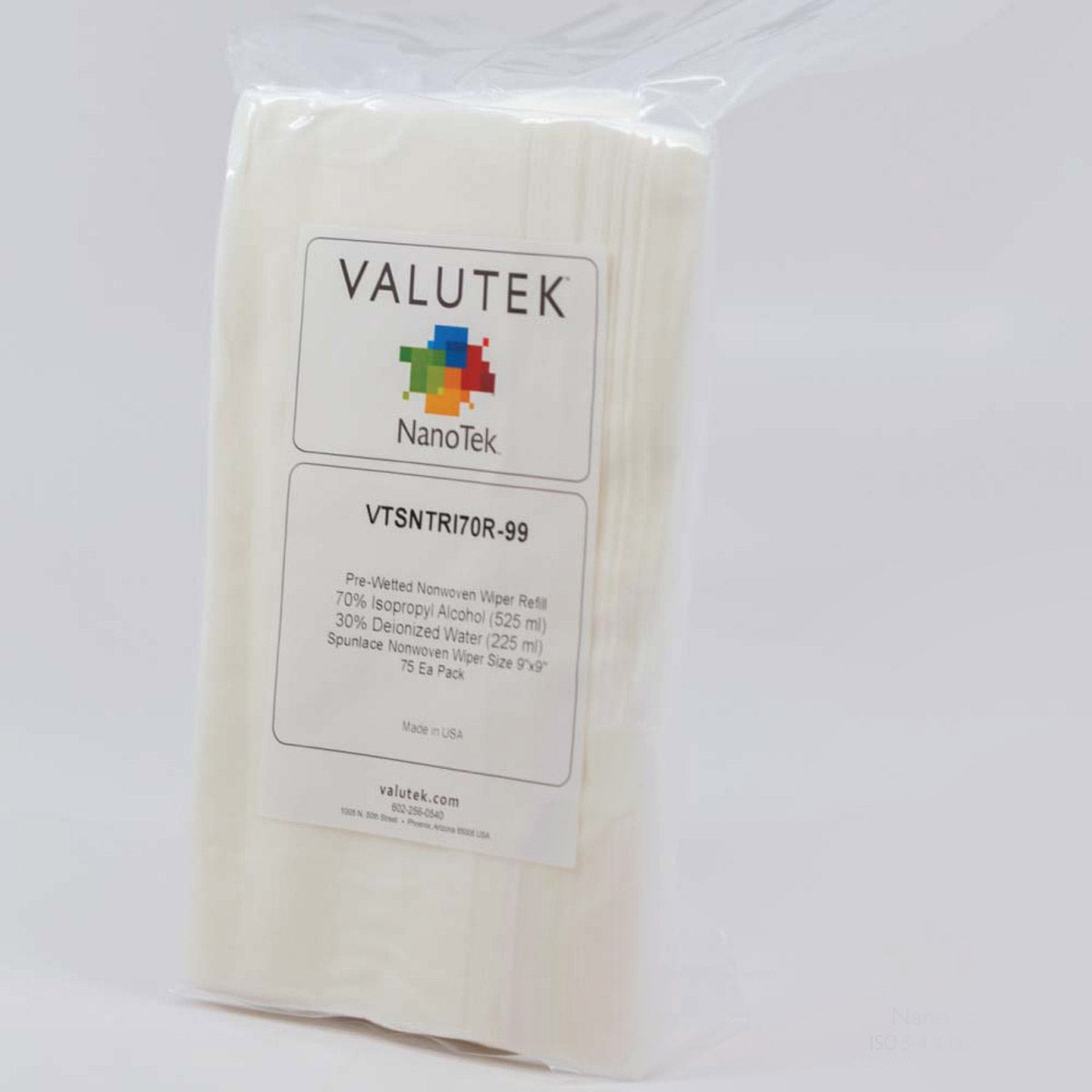 Valutek - 70%, 90% or 6% IPA Pre Wetted Cleanroom Wiper, 9" x 9 ...